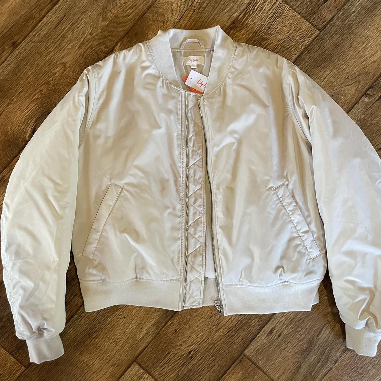 Size S/M Cream Bomber Jacket New with tags Padded &... - Depop