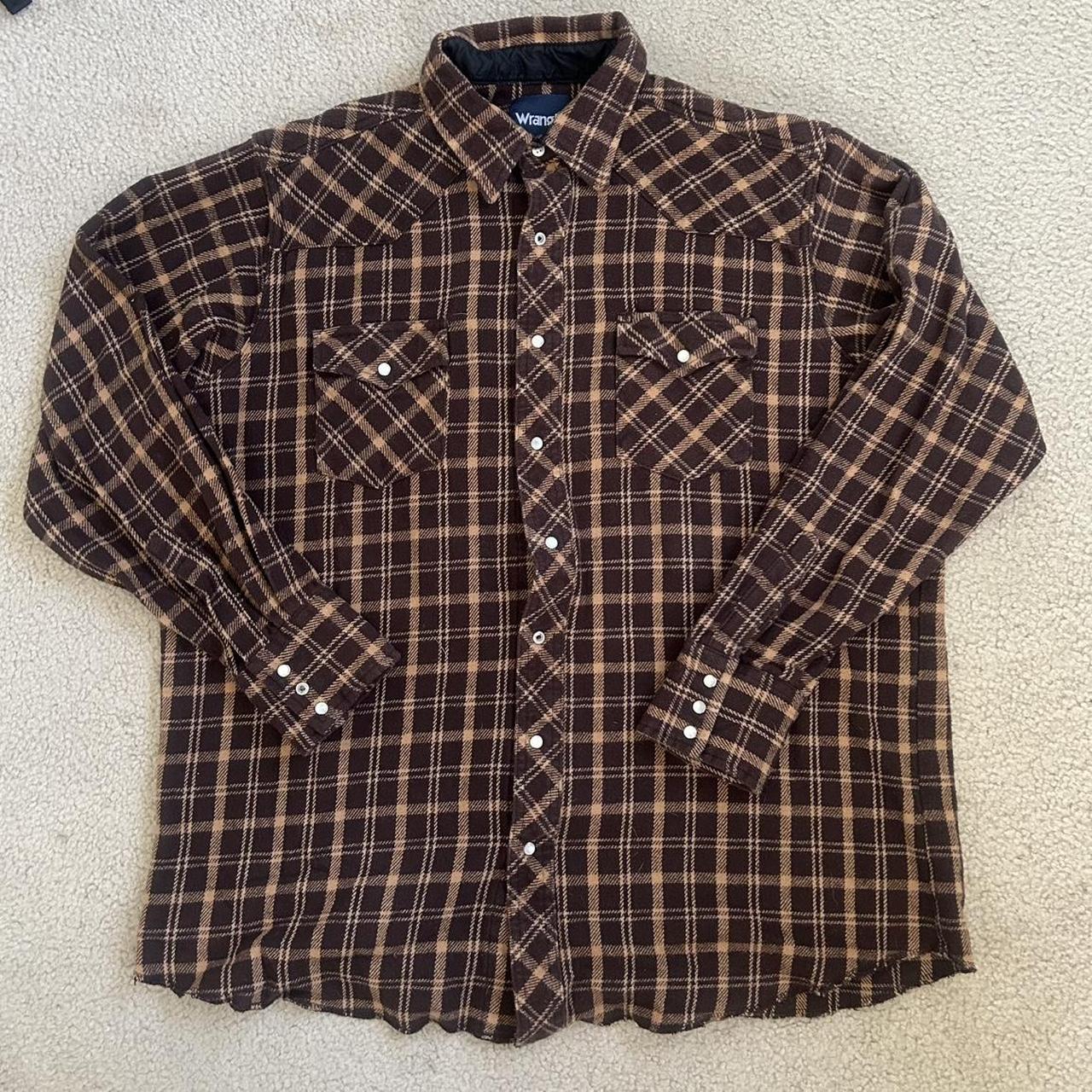 Brown Wrangler long sleeve button up shirt - men’s... | Depop
