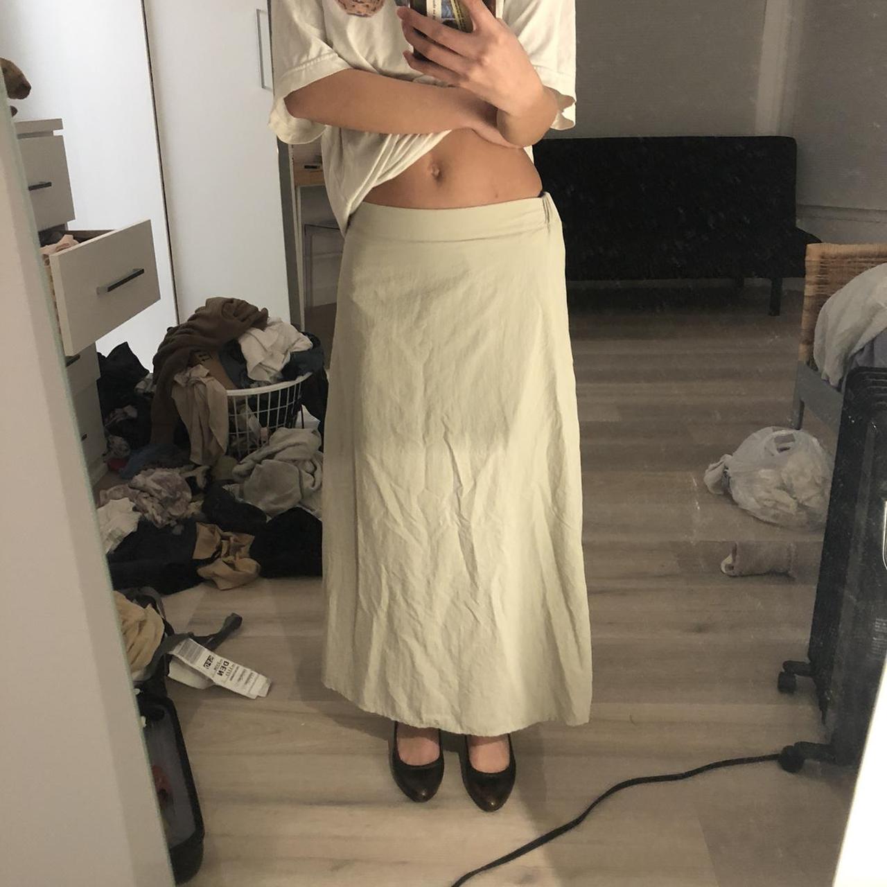 Beige w greenish yellow tint skirt in athletic... - Depop