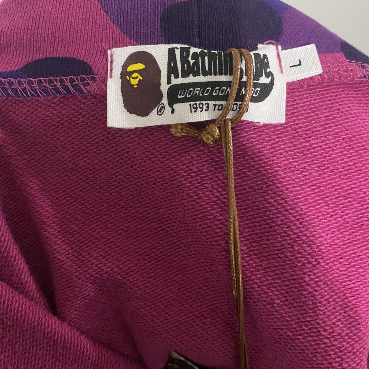 og bape hoodie with tag size L - Depop