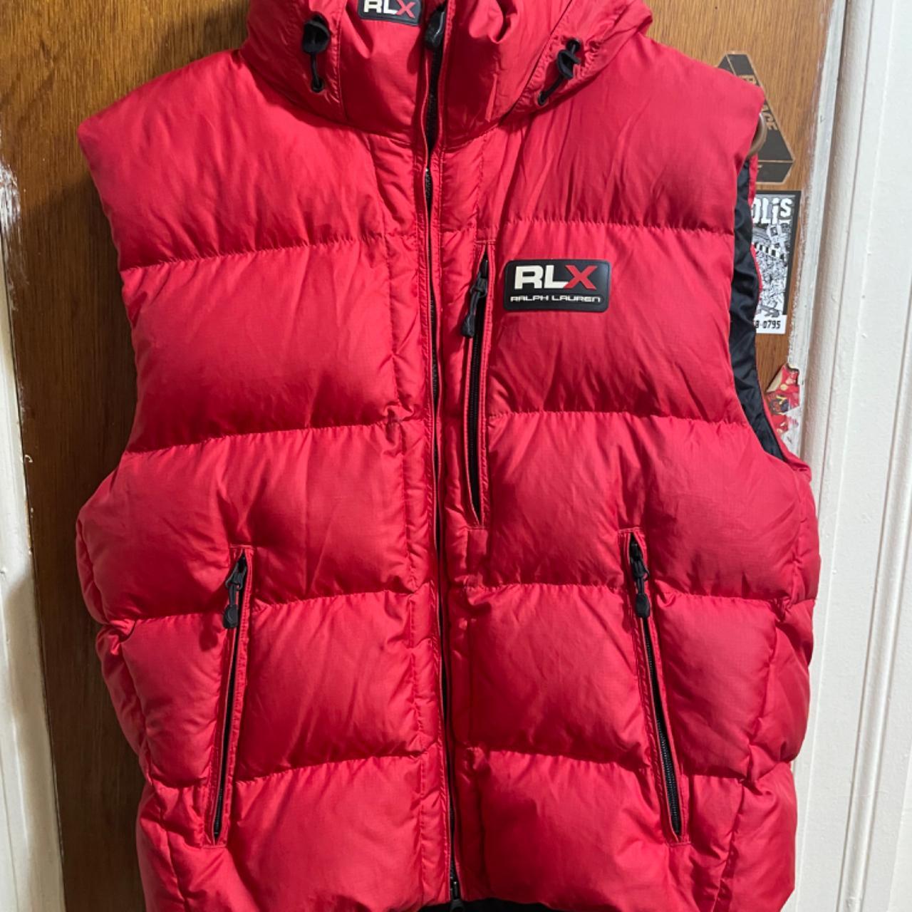 A Gently Used Ralph Lauren RLX Red Puffer Vest Size... - Depop