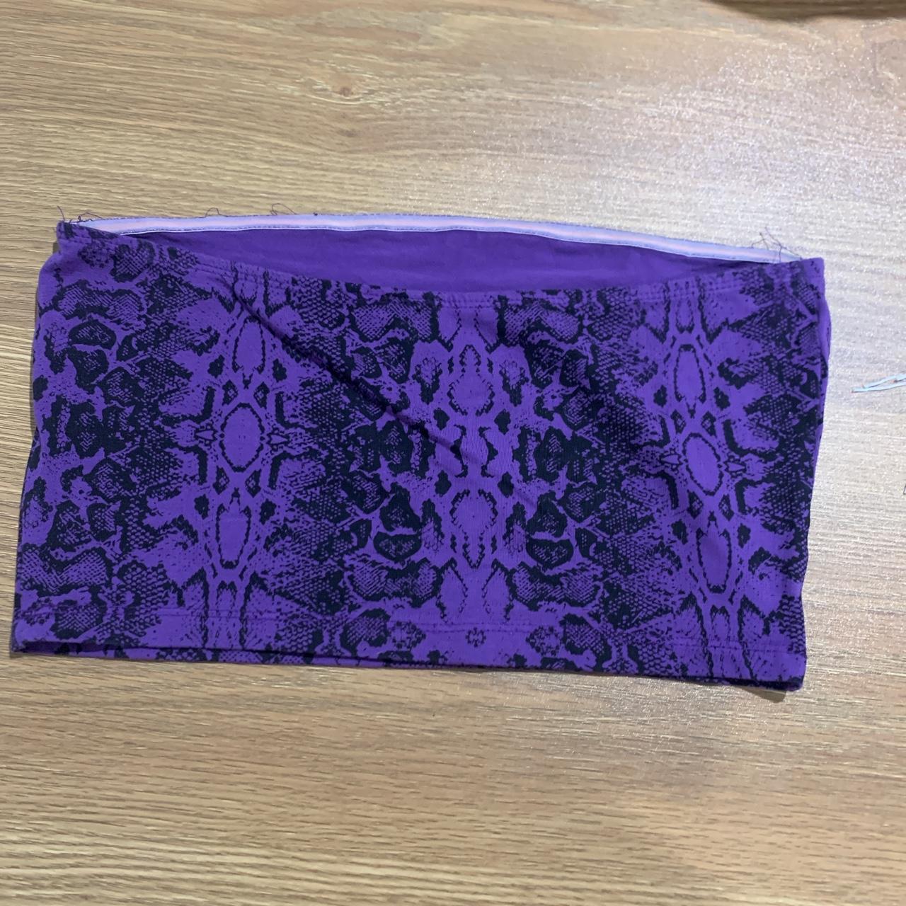 factorie purple cheetah print strapless crop top,... - Depop