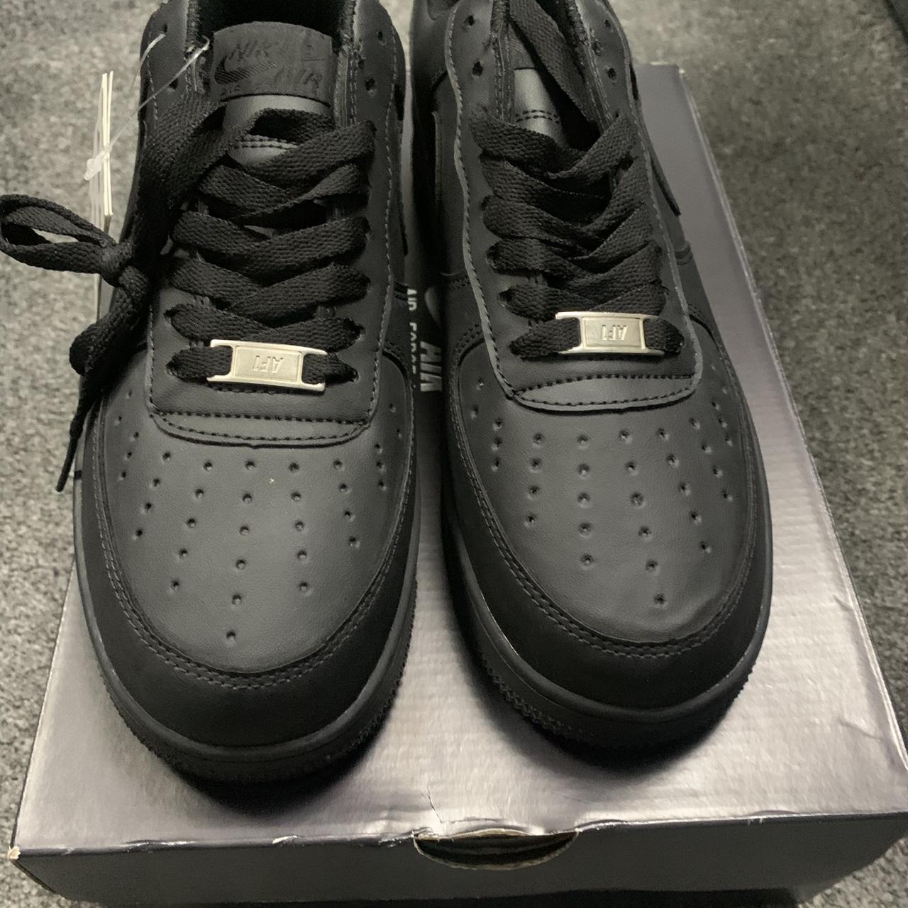 Nike Air Force 1 Triple Black trainers Worn once... | Depop