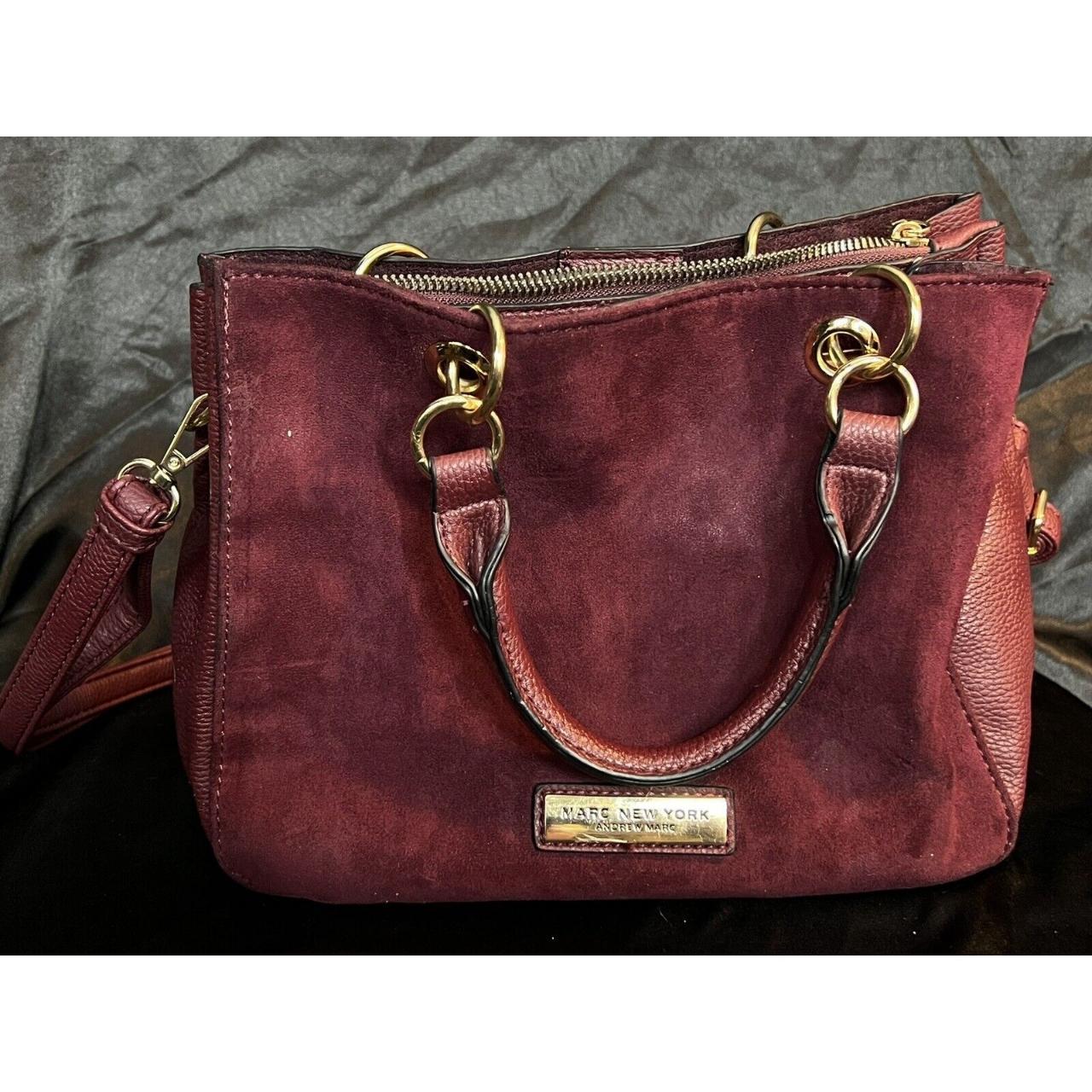Andrew Marc New You’re Red Leather And Suede Purse... - Depop
