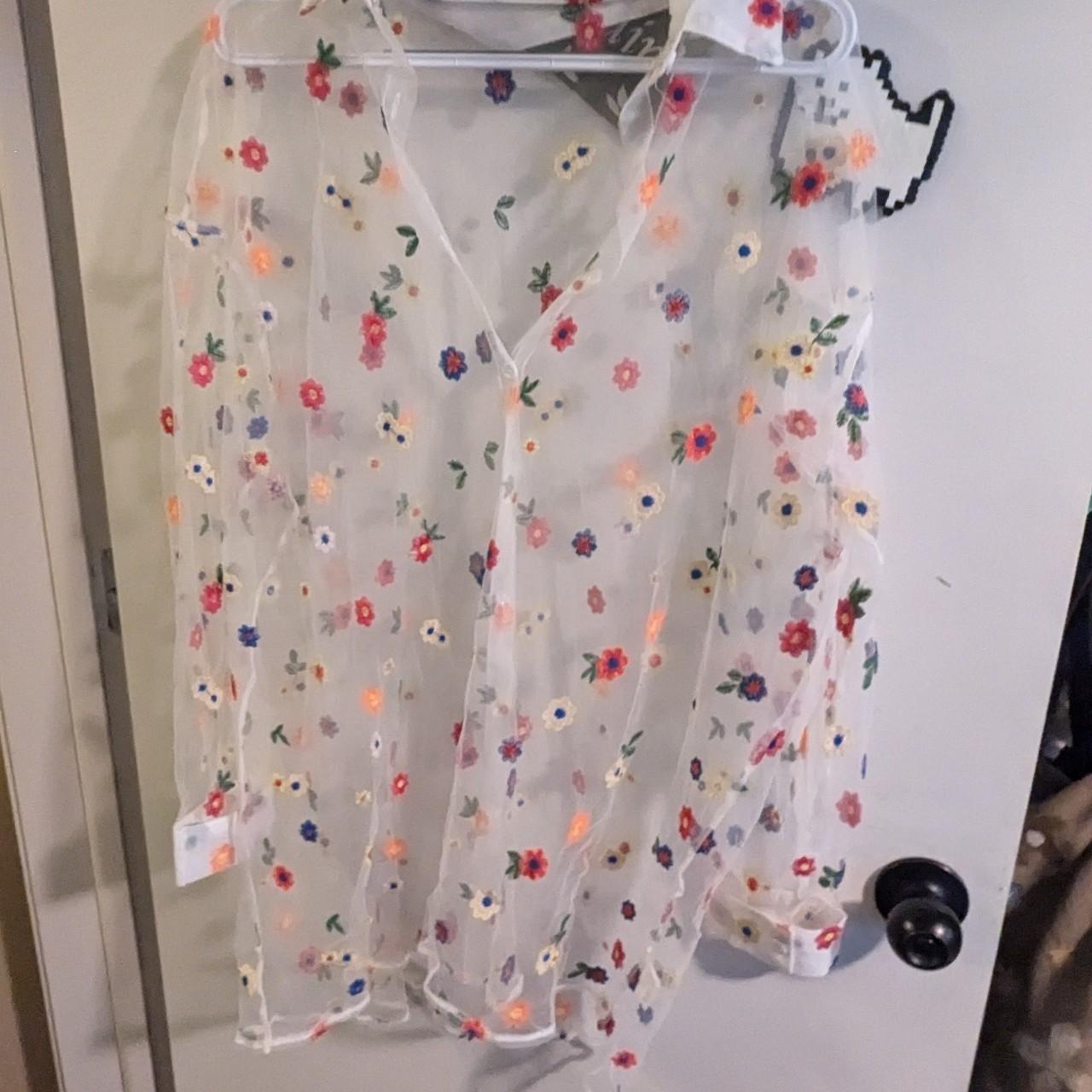 See through button up size L. - Depop