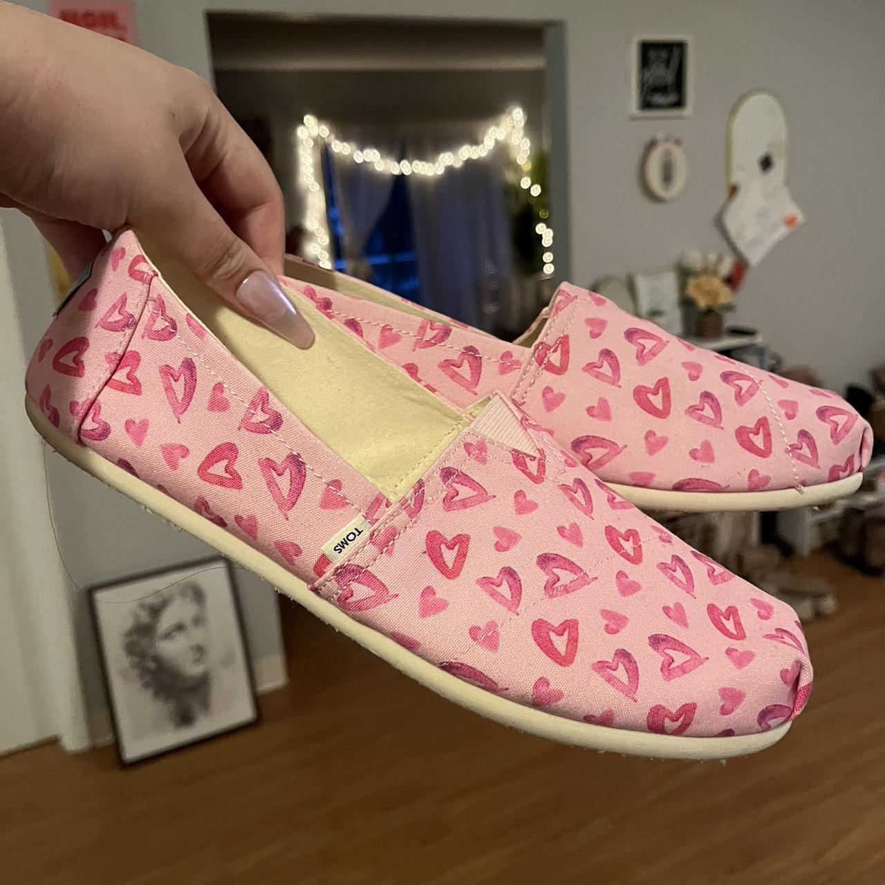 Heart Print Toms - no box, only worn a couple of... - Depop