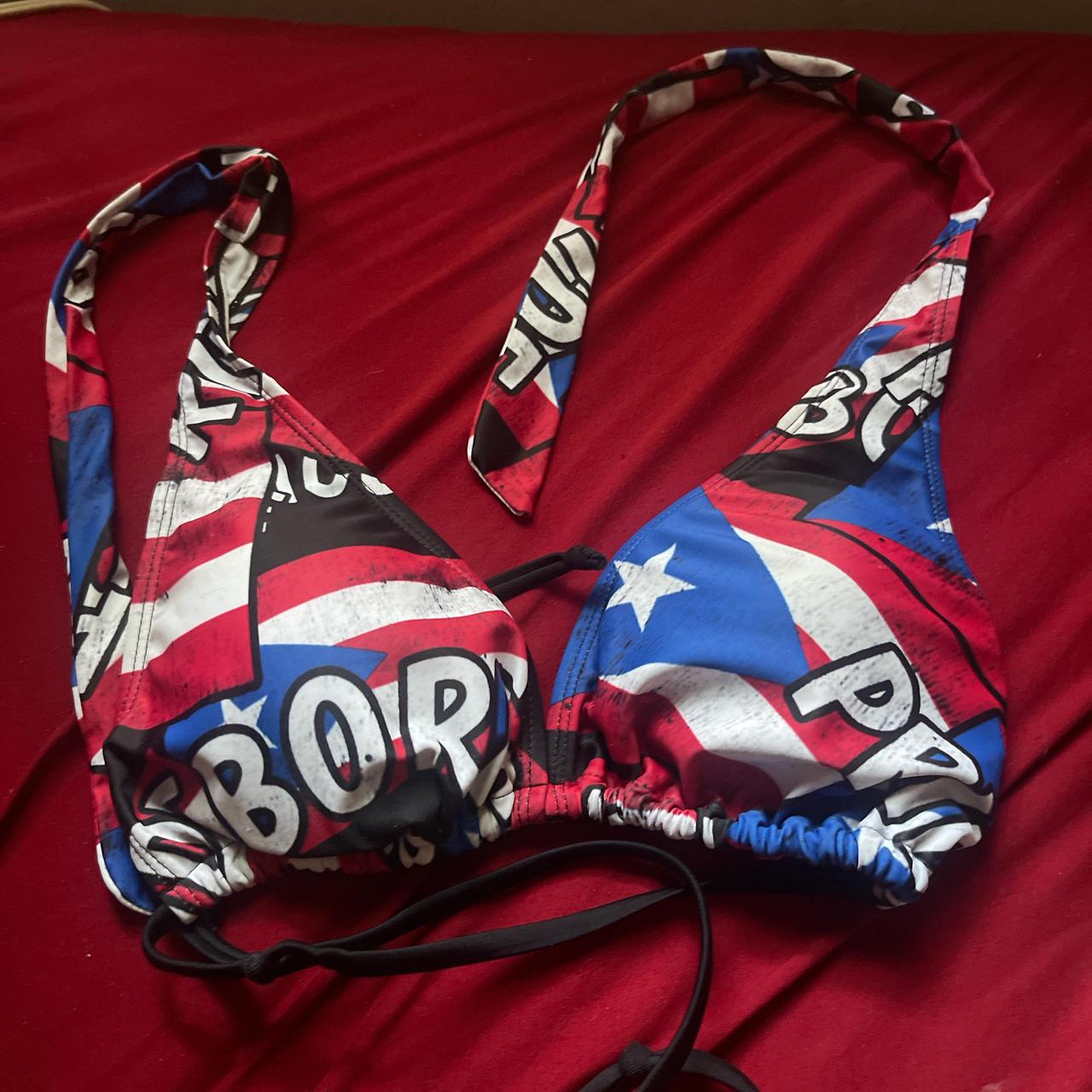 Puerto Rico Bathing suit top #blueandred... - Depop