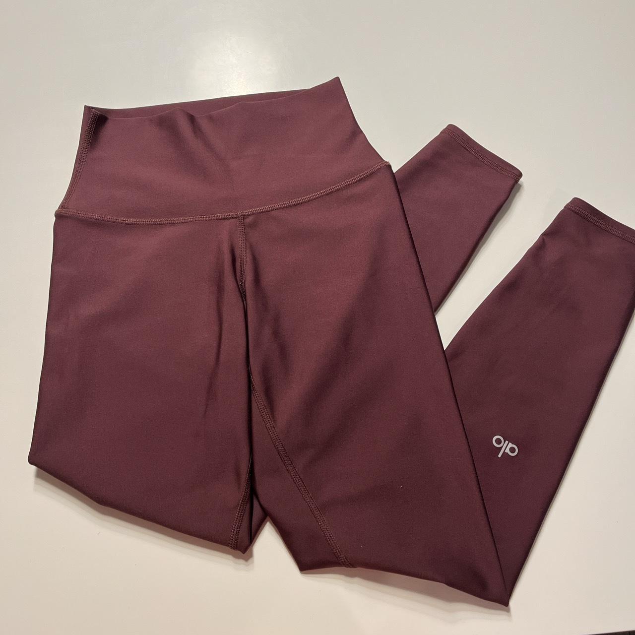 alo leggings in great shape color: dark maroon/brown - Depop