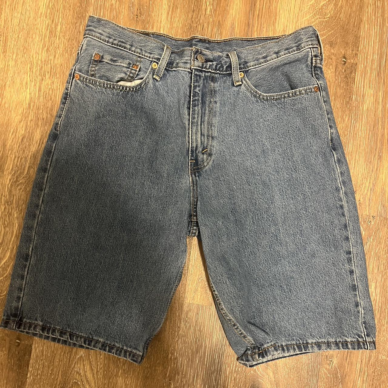 -Levi’s jorts -Washed dark blue jorts #jorts... - Depop