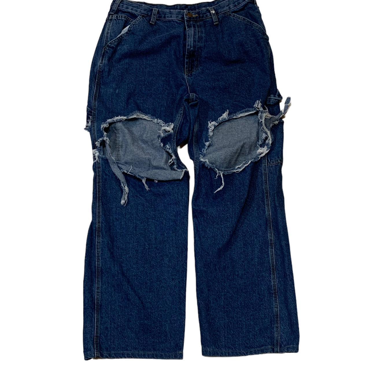 Vintage thrashed jeans! Amazing custom... - Depop