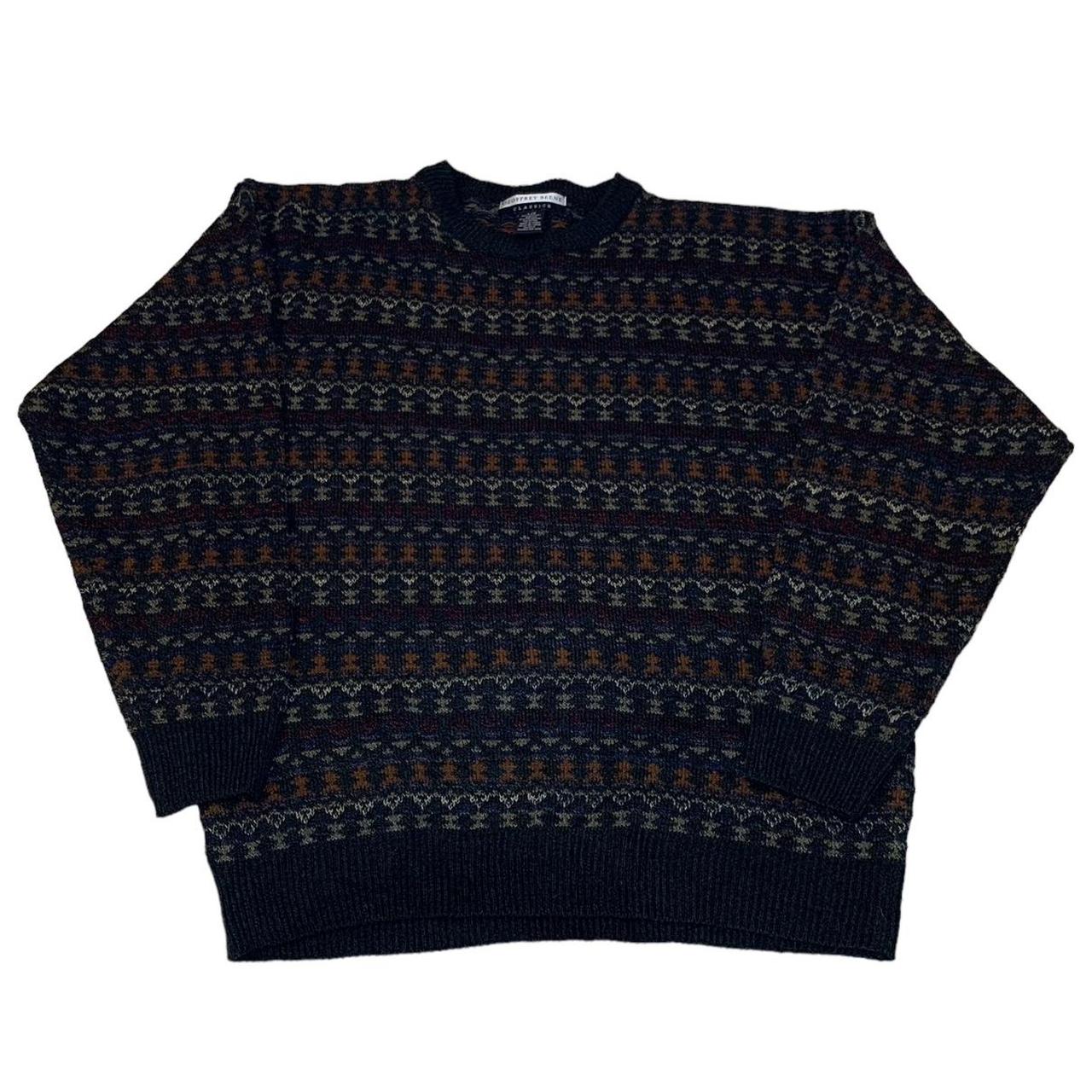 Vintage mens 90s knit sweater! Insane pattern and... - Depop