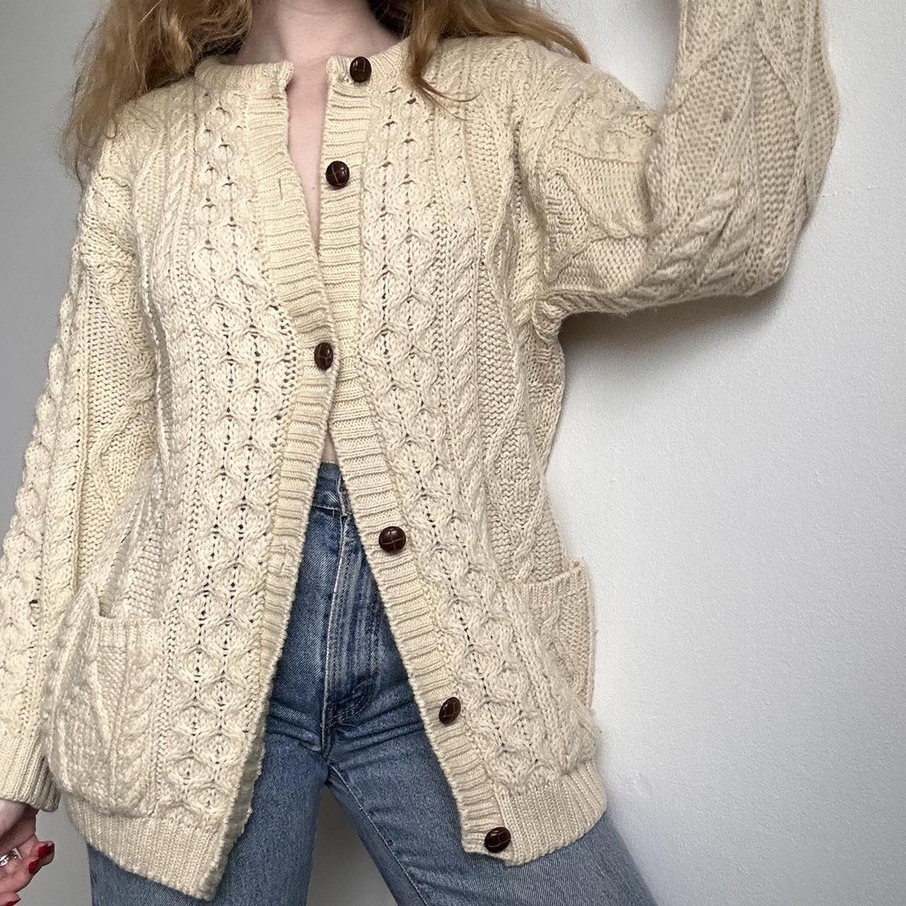 Vintage cosy knitted cream cardigan. Bought second... - Depop