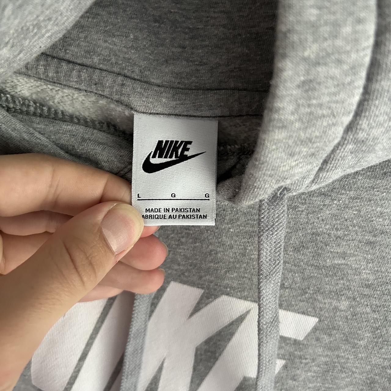 NIKE Large Grey Swoosh Logo Sweatshirt - Depop