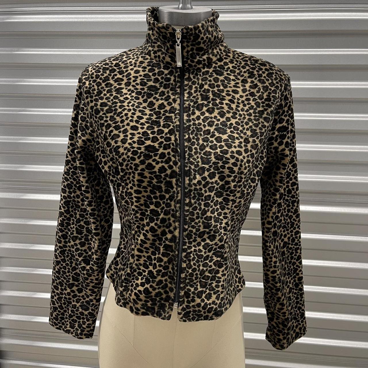 Women’s Cheetah print Jacket Women’s xs Good... - Depop