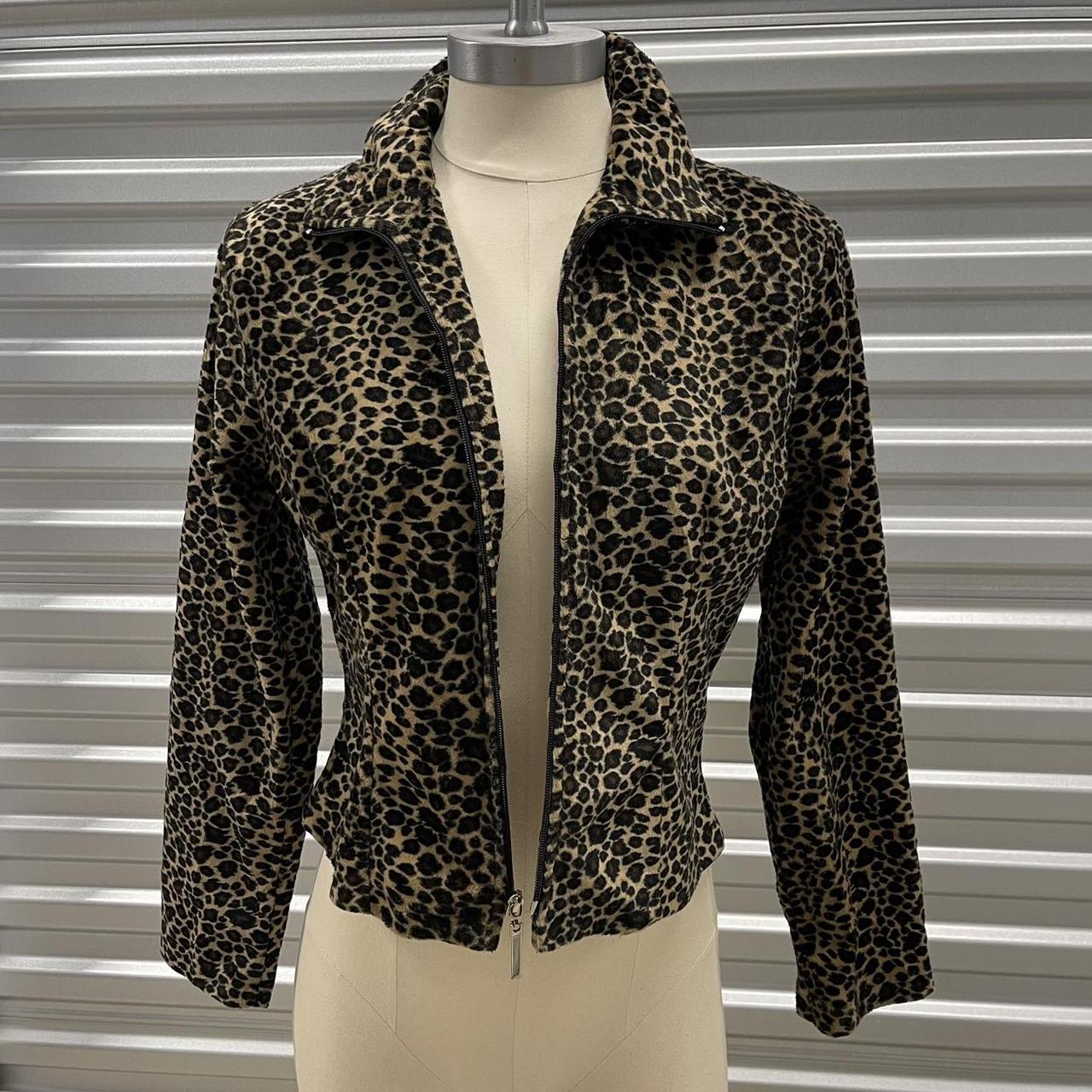 Women’s Cheetah print Jacket Women’s xs Good... - Depop