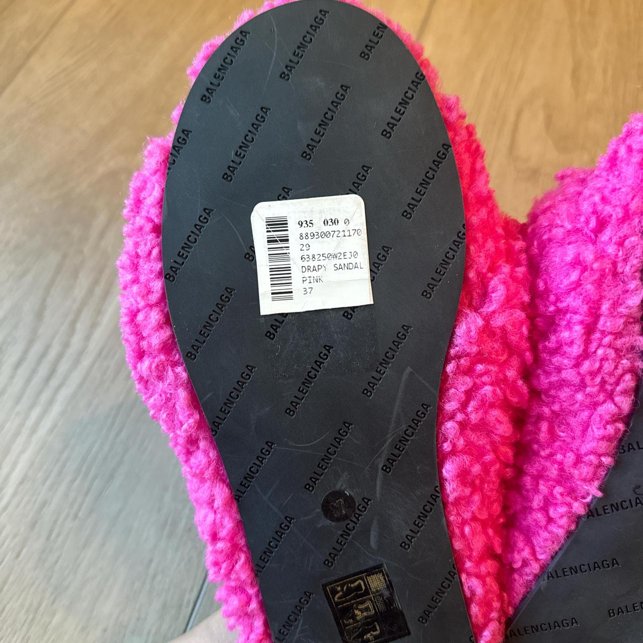 BRAND NEW BALENCIAGA DRAPY HOT PINK FUZZY SLIDES 37 - Depop