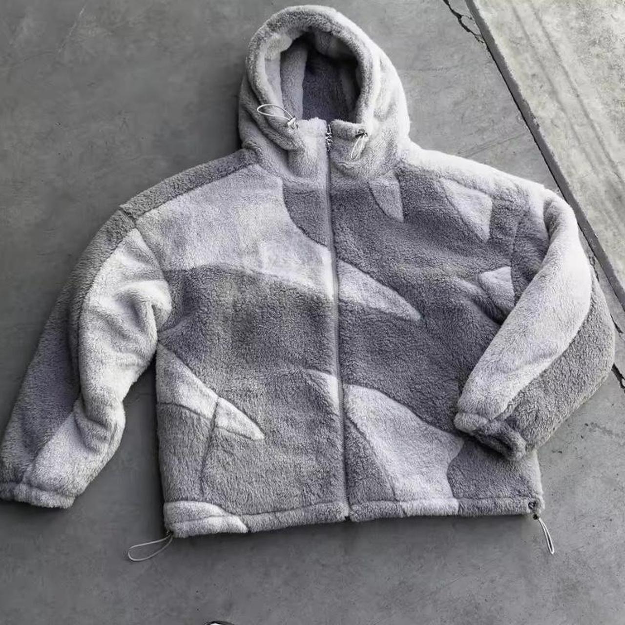 This cosy grey Y2K style jacket adds effortless... | Depop