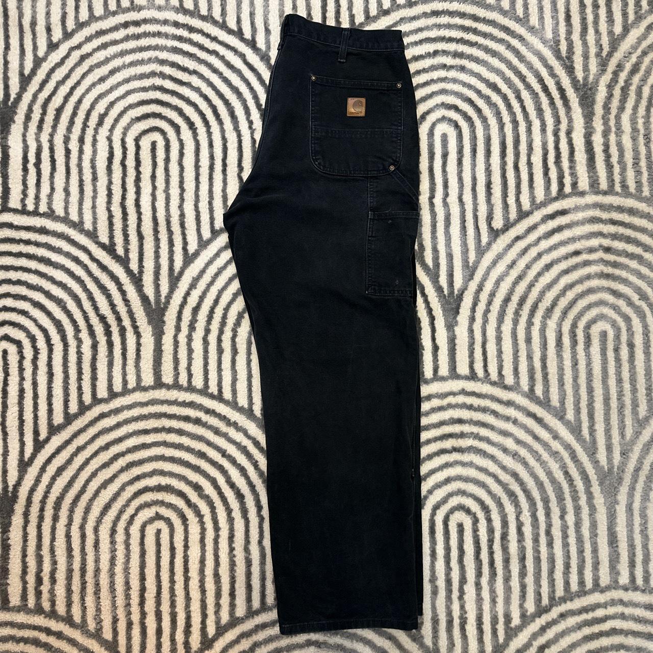 Black double knee Carhartt carpenter pants... - Depop