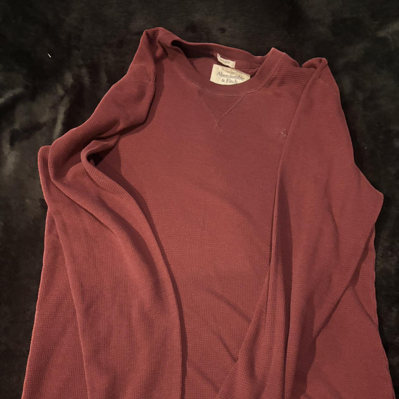 Burgundy Abercrombie & Fitch long sleeve shirt size... | Depop