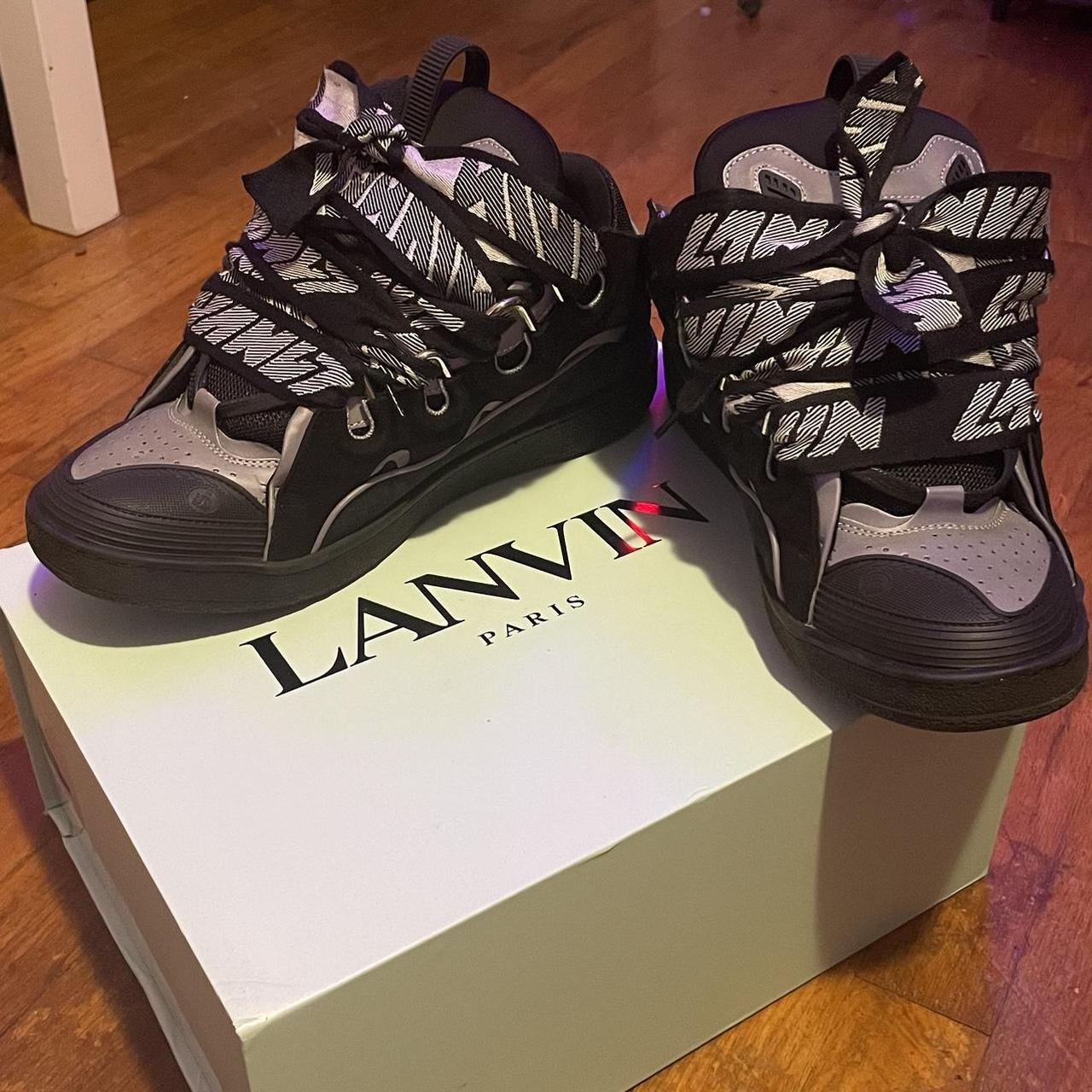 Black Grey Lanvin Curb Sneaker Size 10.5 / 44 Comes... - Depop