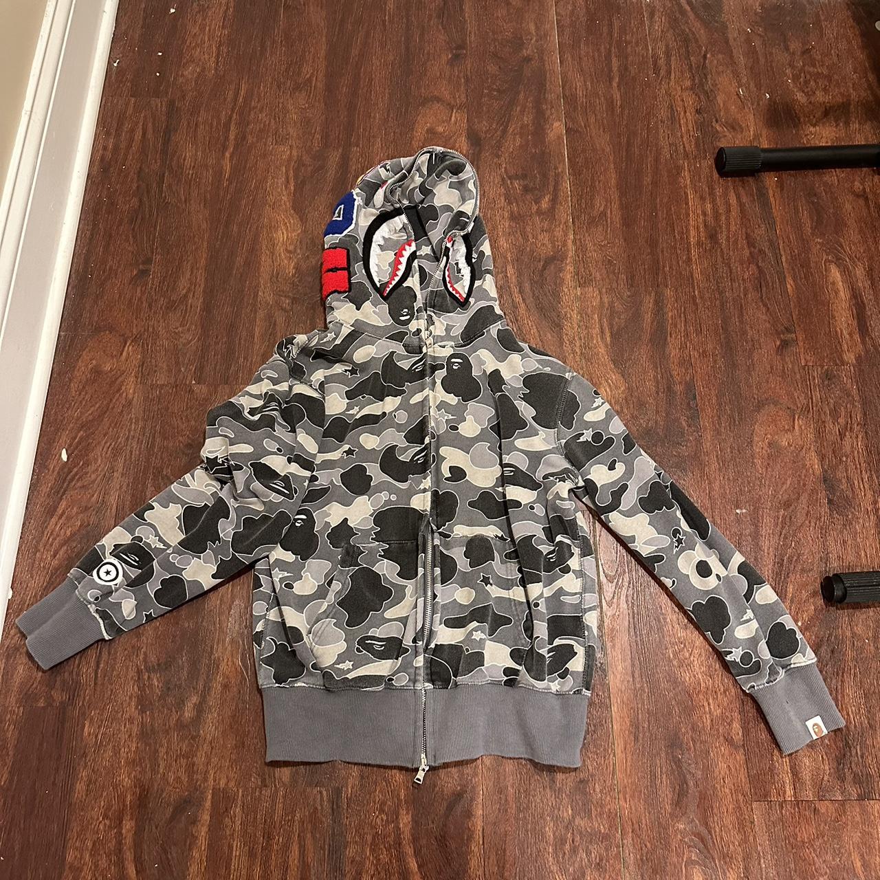 Bathing Ape “Bape” Grey Hoodie Great Condition - Depop