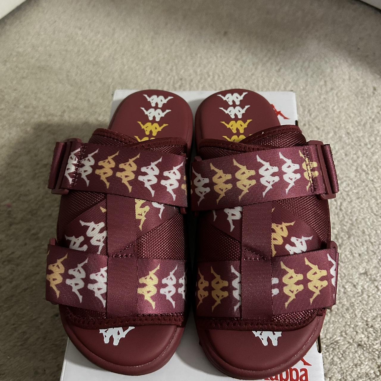 burgundy kappa slides - Depop