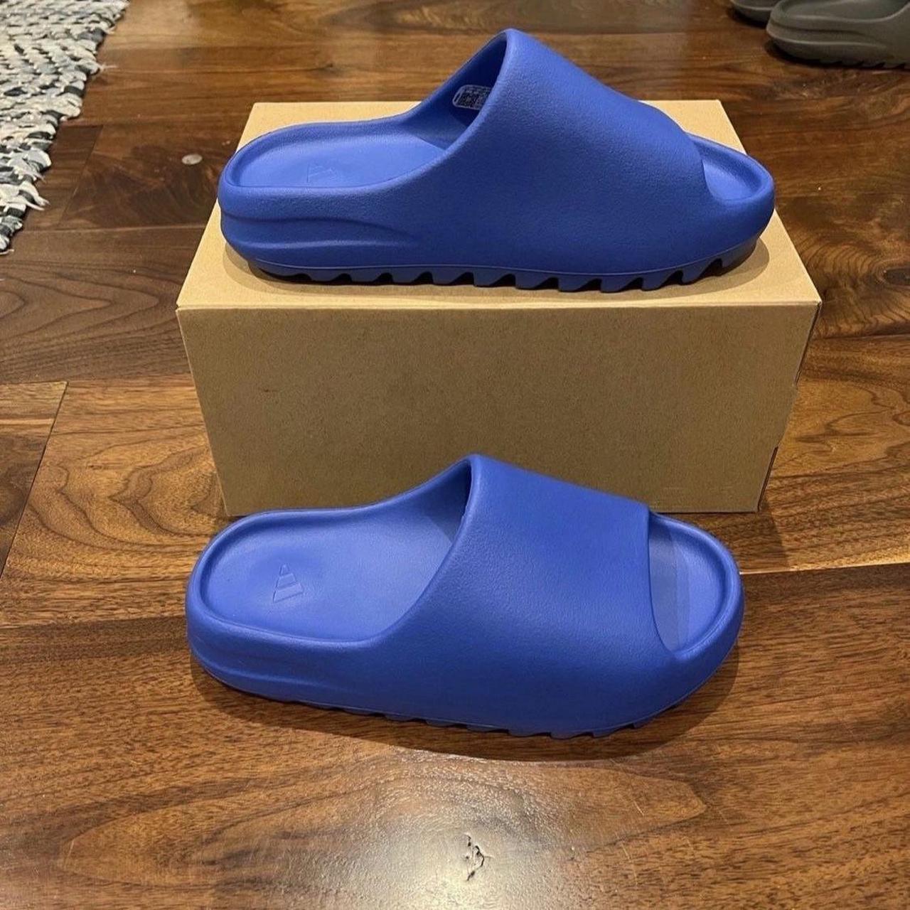 Yeezy Slides “Azure” Size 8 DS -First Come, First... - Depop