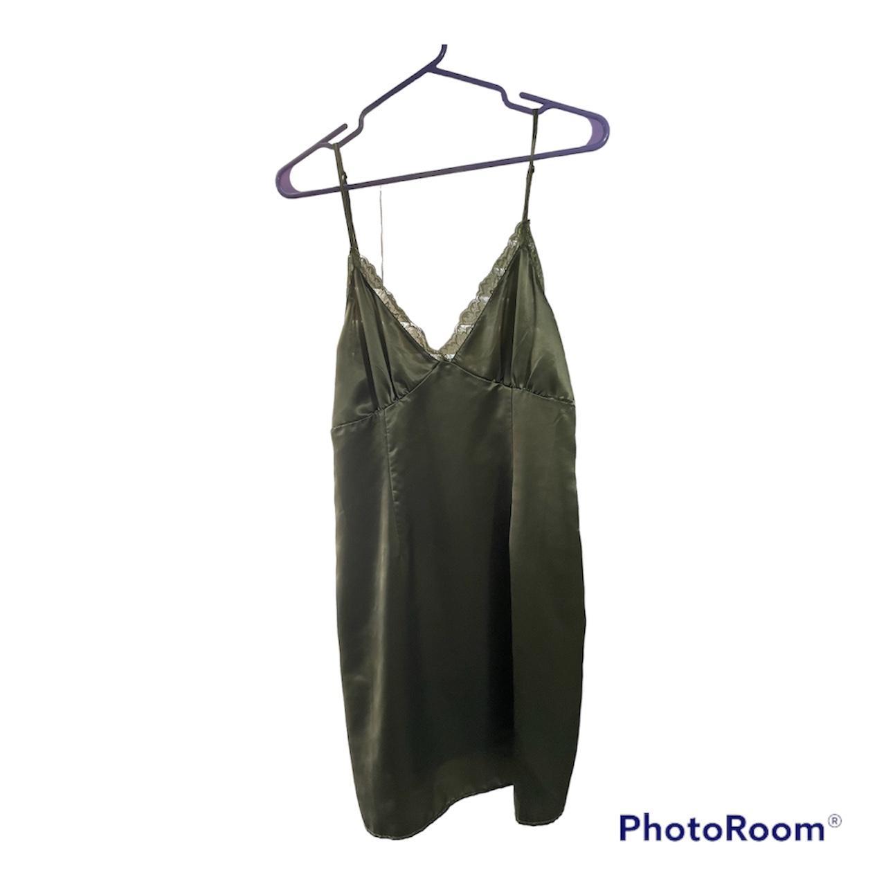 laced sage green mini slip dress!!! size: women’s... - Depop