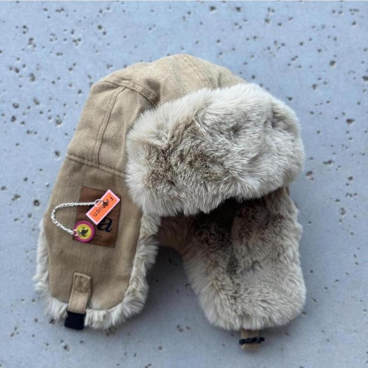vintage y2k style tan fur winter ushanka russian... - Depop