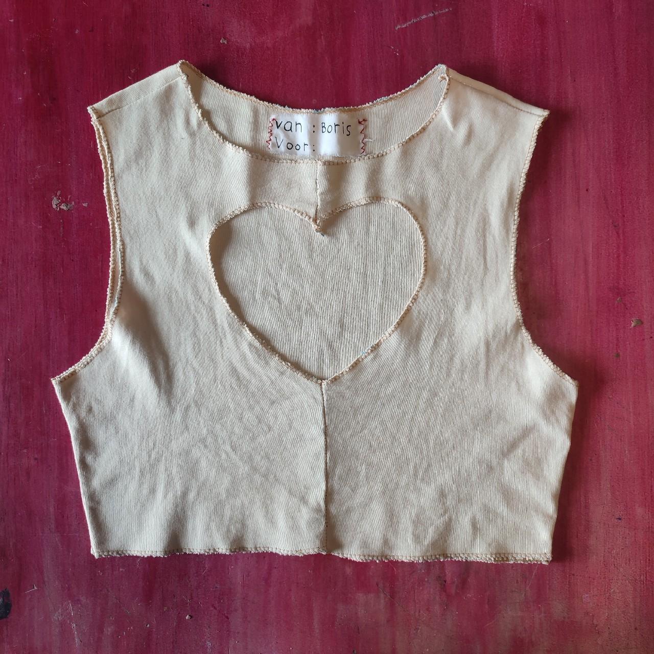 Heart shaped cutout crop top Made from bleached... - Depop