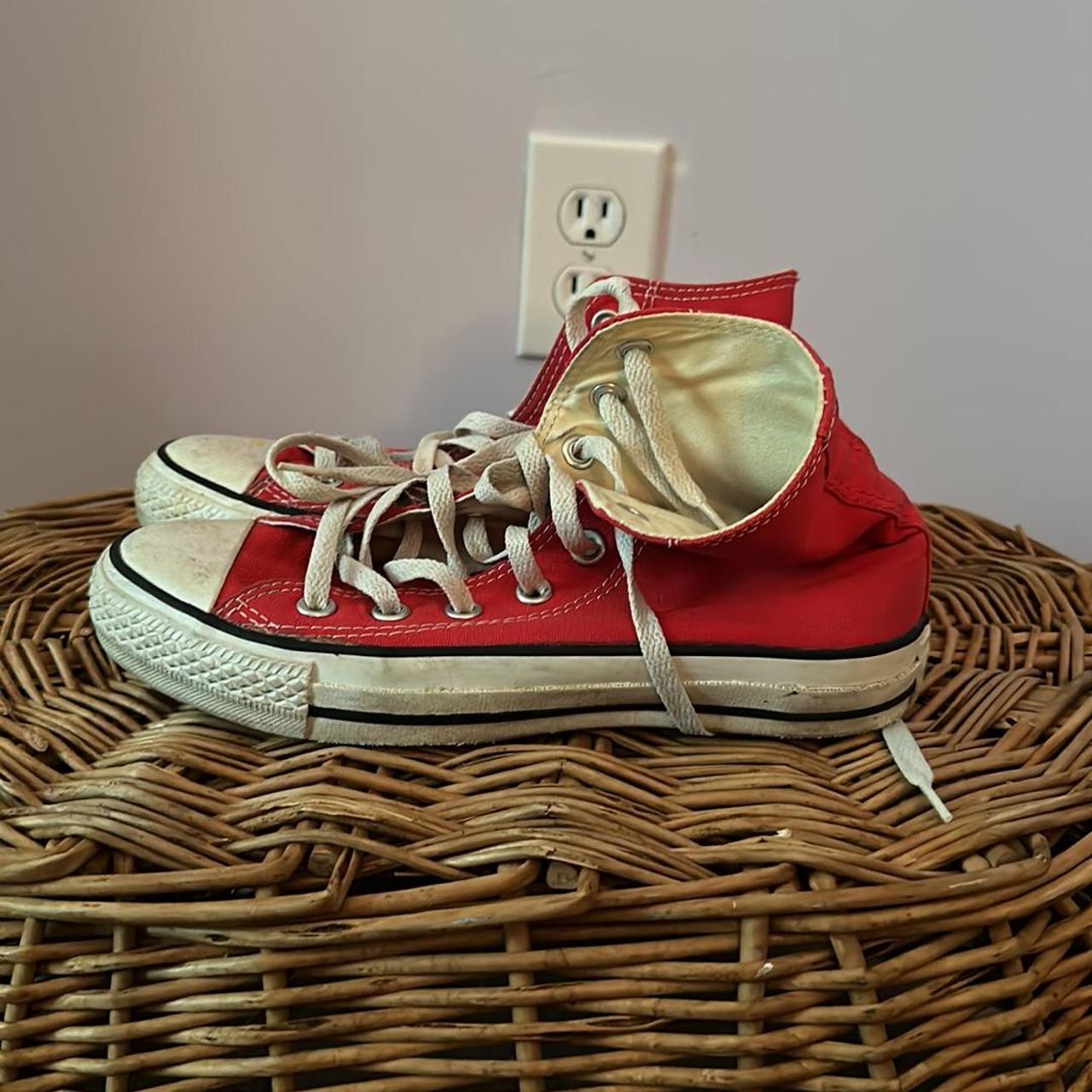 Red Converse Hightops - Depop