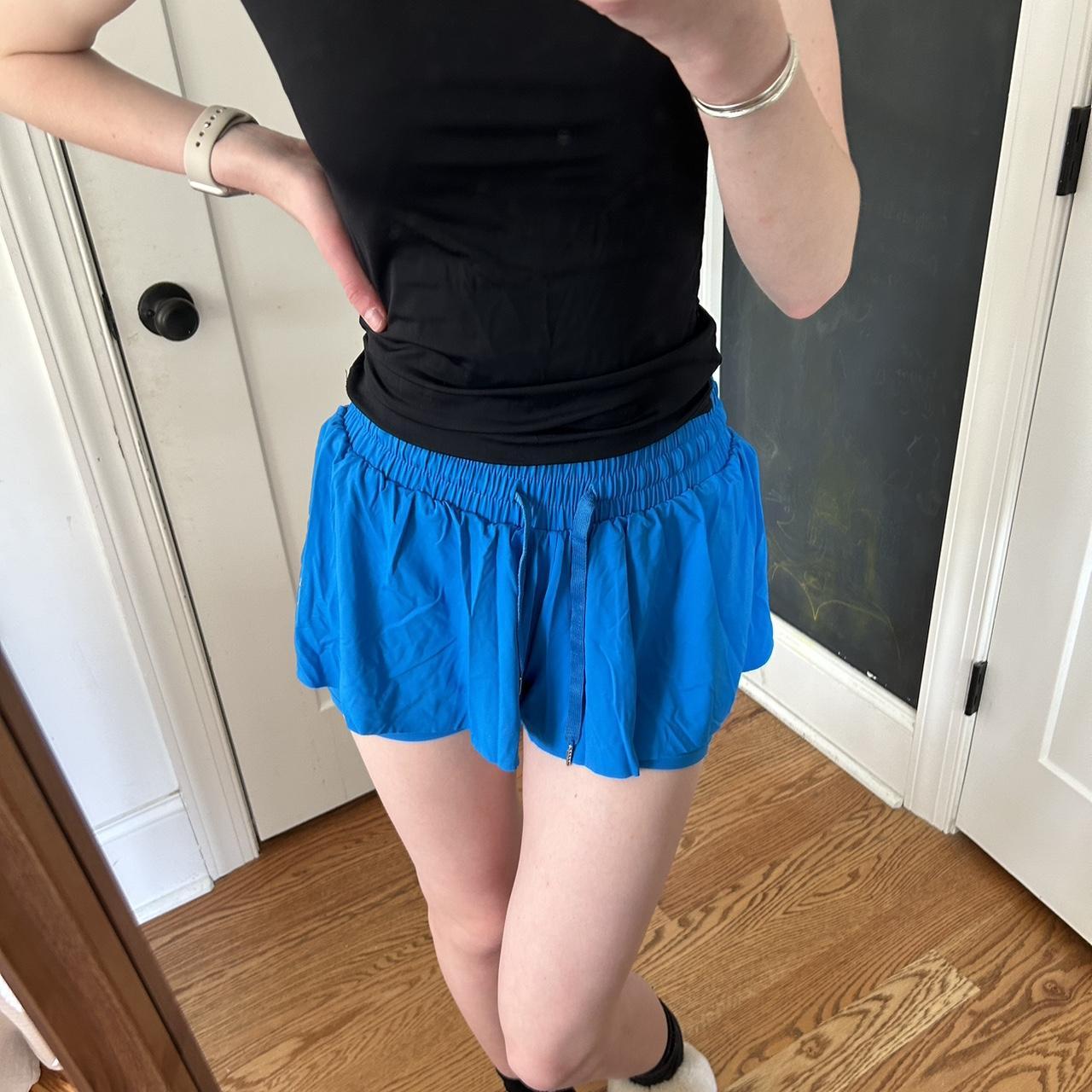 Blue Ruffle athletic shorts - Depop