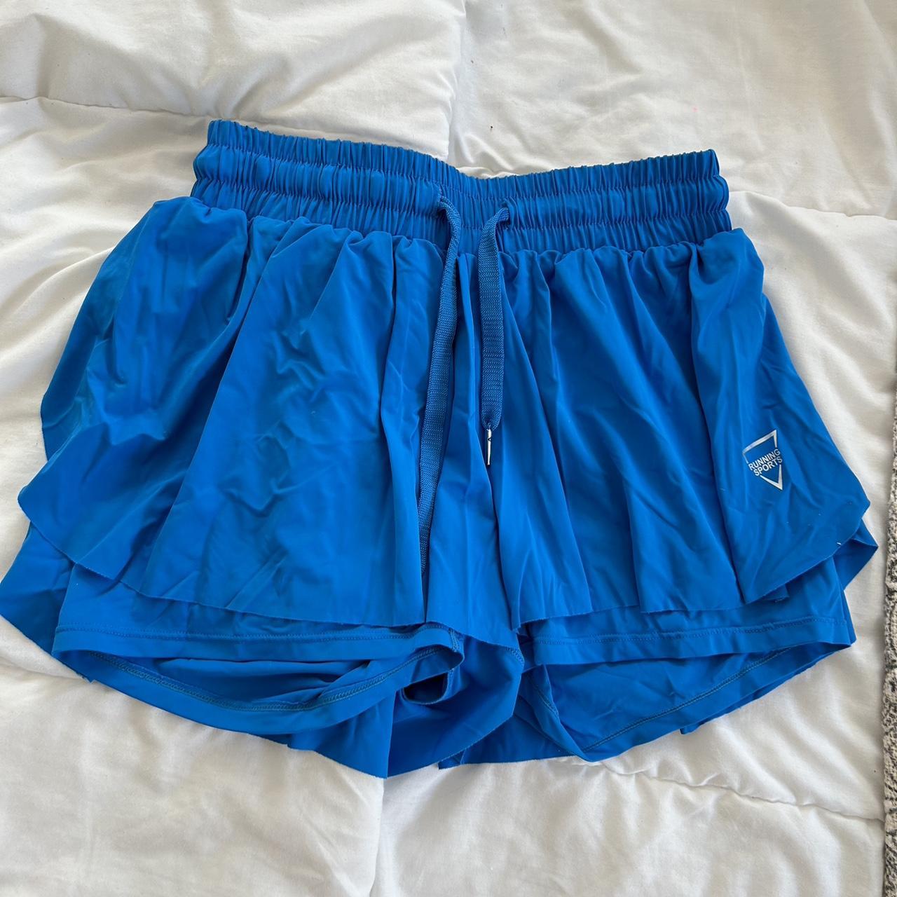 Blue Ruffle athletic shorts - Depop