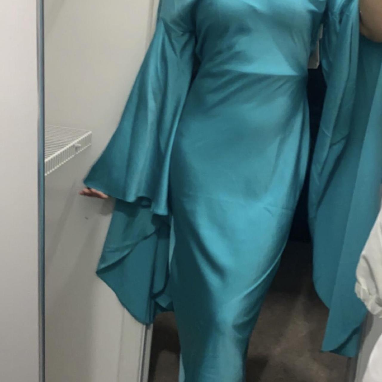 Asos design satin blue dress only worn twice. - Depop
