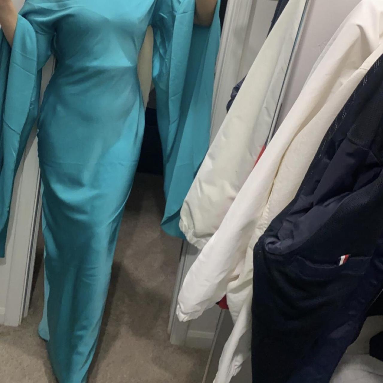 Asos design satin blue dress only worn twice. - Depop