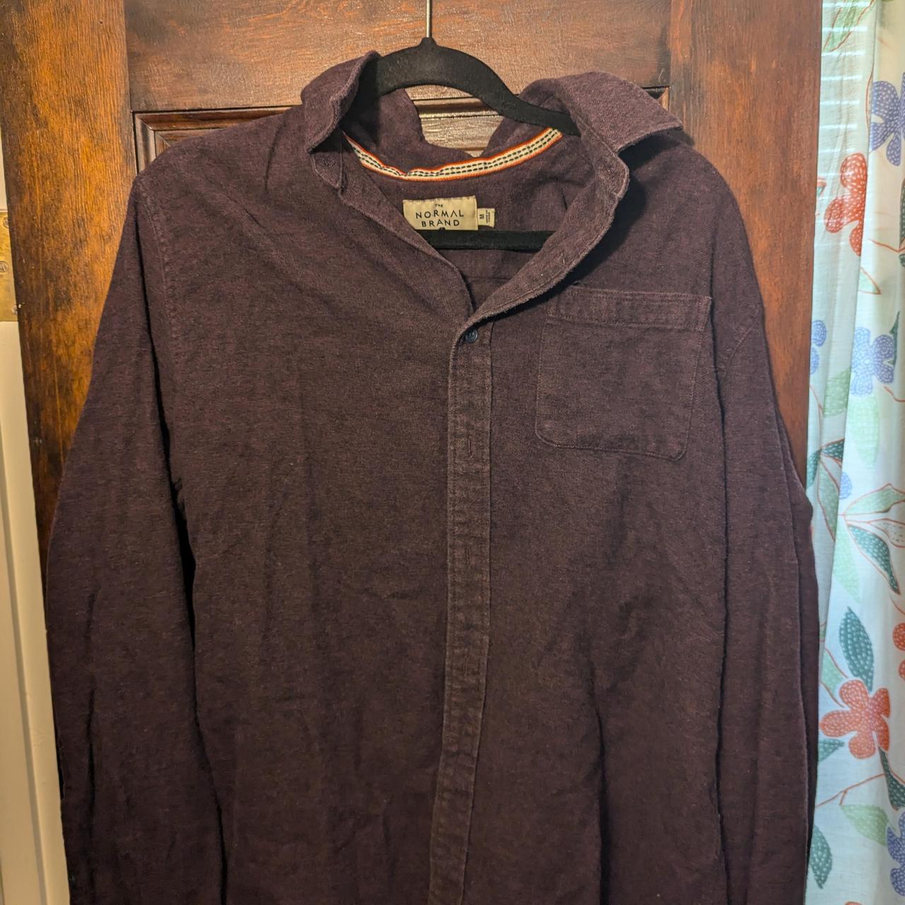 Normal Brand maroon flannel, size M. Tear on back... | Depop