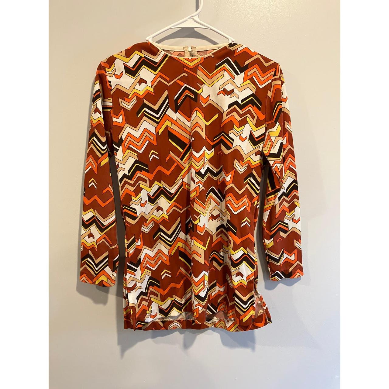 Primstyle Vintage Retro 70's Geometrical Long Sleeve... - Depop