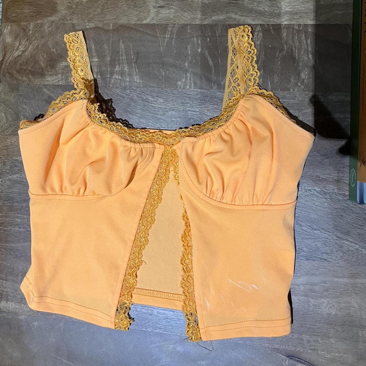 Orange going out top with lace accents - Depop