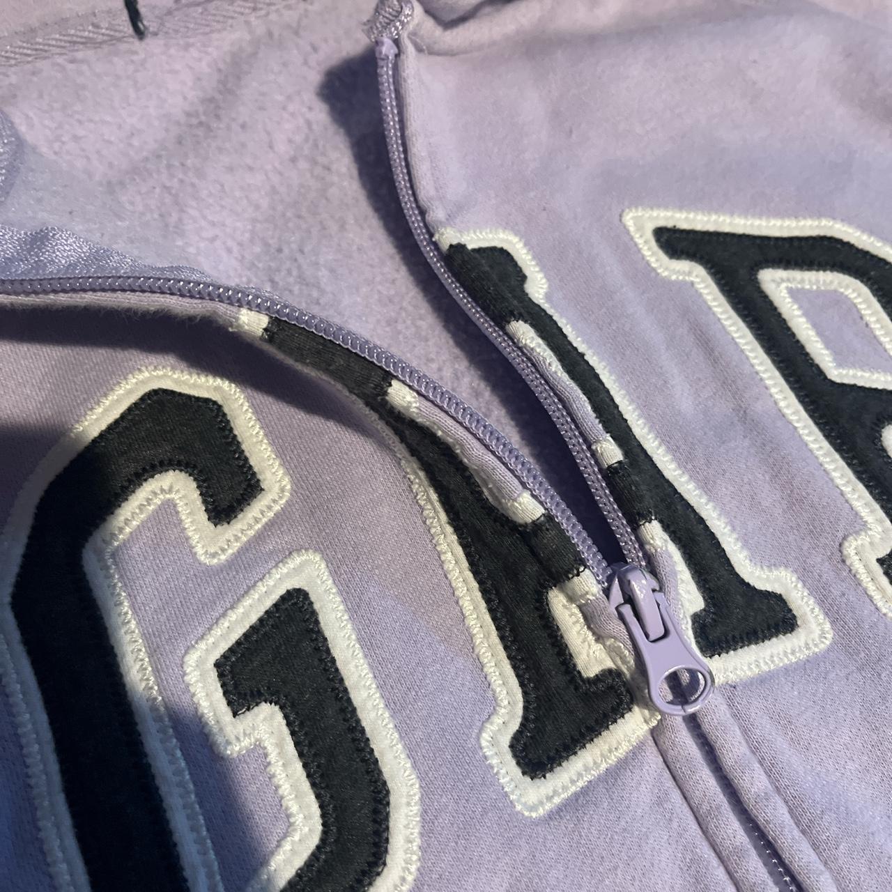 light purple high quality gap zip up hoodie embroidered - Depop