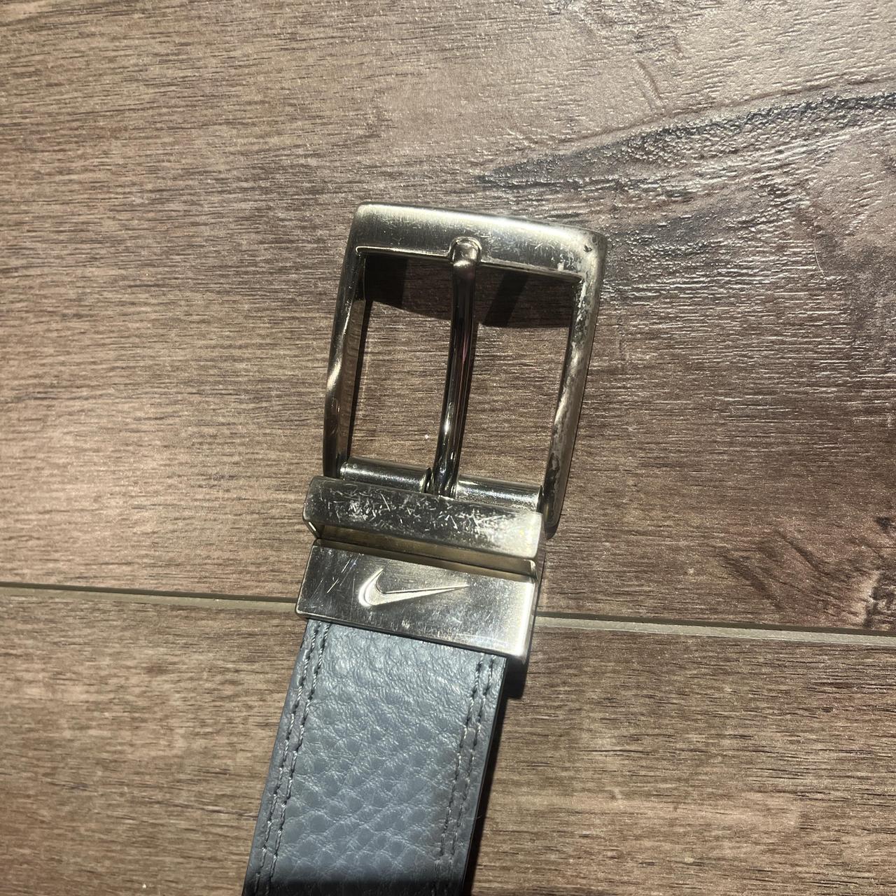 gray high quality nike belt silver, 40 in, peeling... - Depop