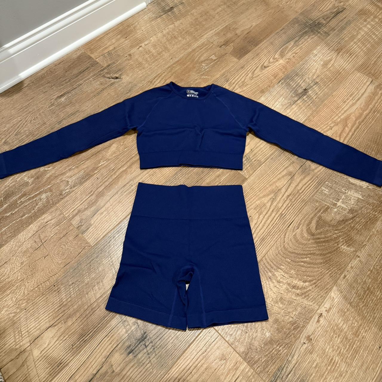 royal blue gym set #workout #shorts #longsleeve #gymset | Depop