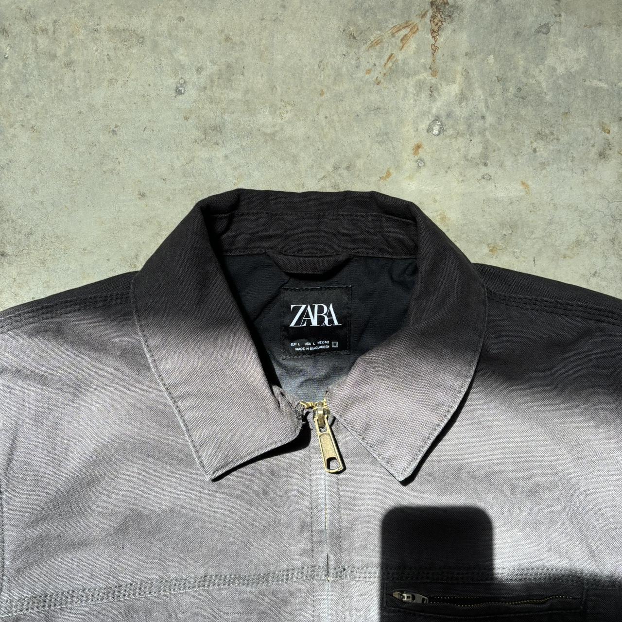 vintage carhartt detroit style black zara work... - Depop