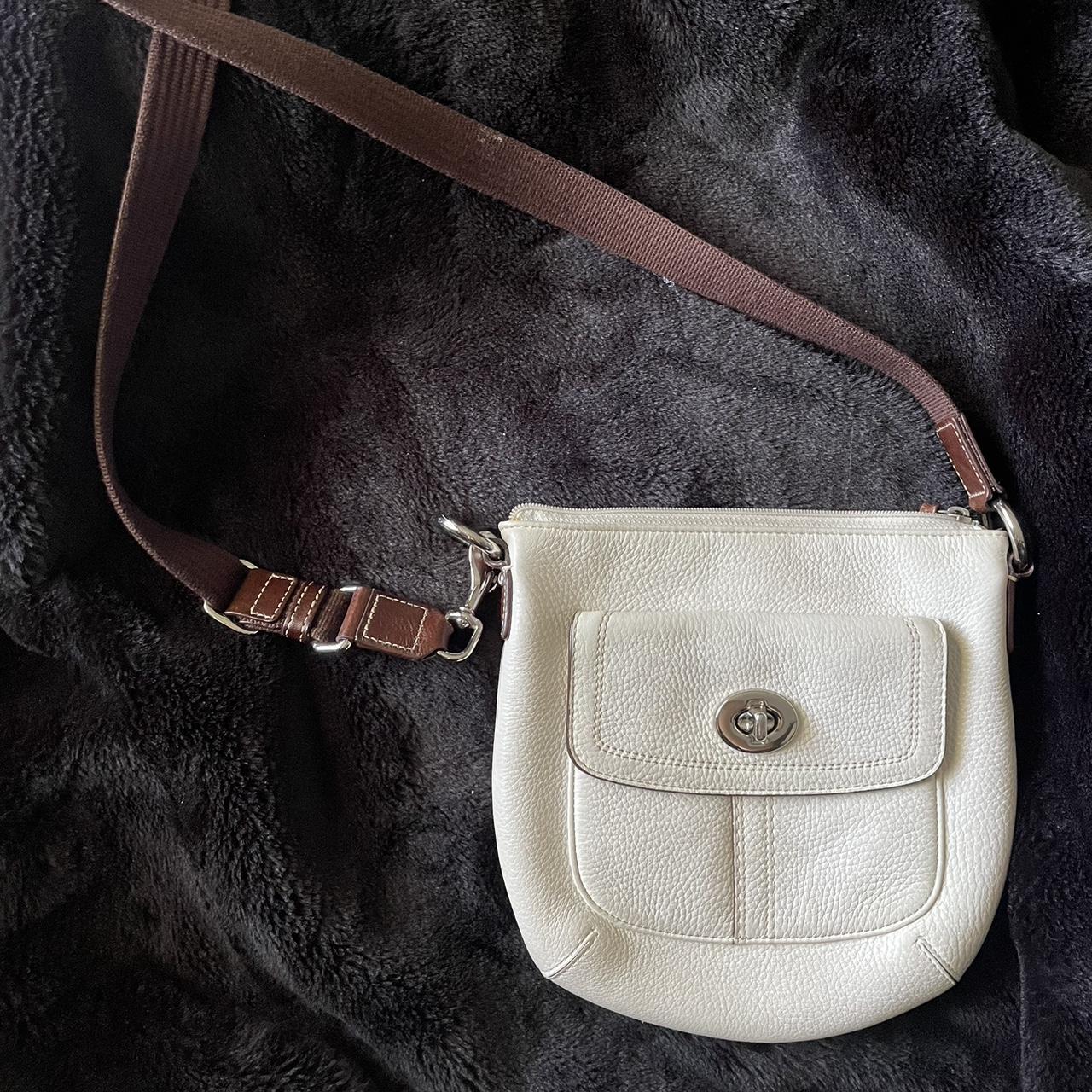 Vintage COACH Leather brown and white crossbody... - Depop