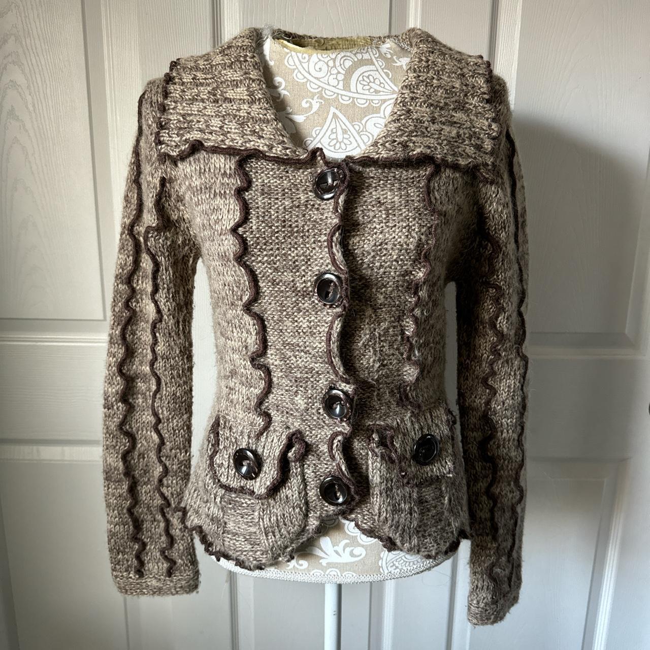 fairy-core brown textured button up sweater. No tags... - Depop