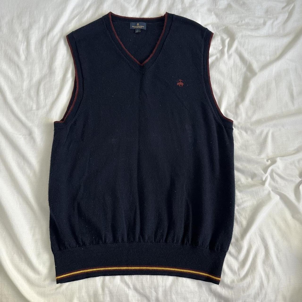 navy blue preppy knit vest - Depop