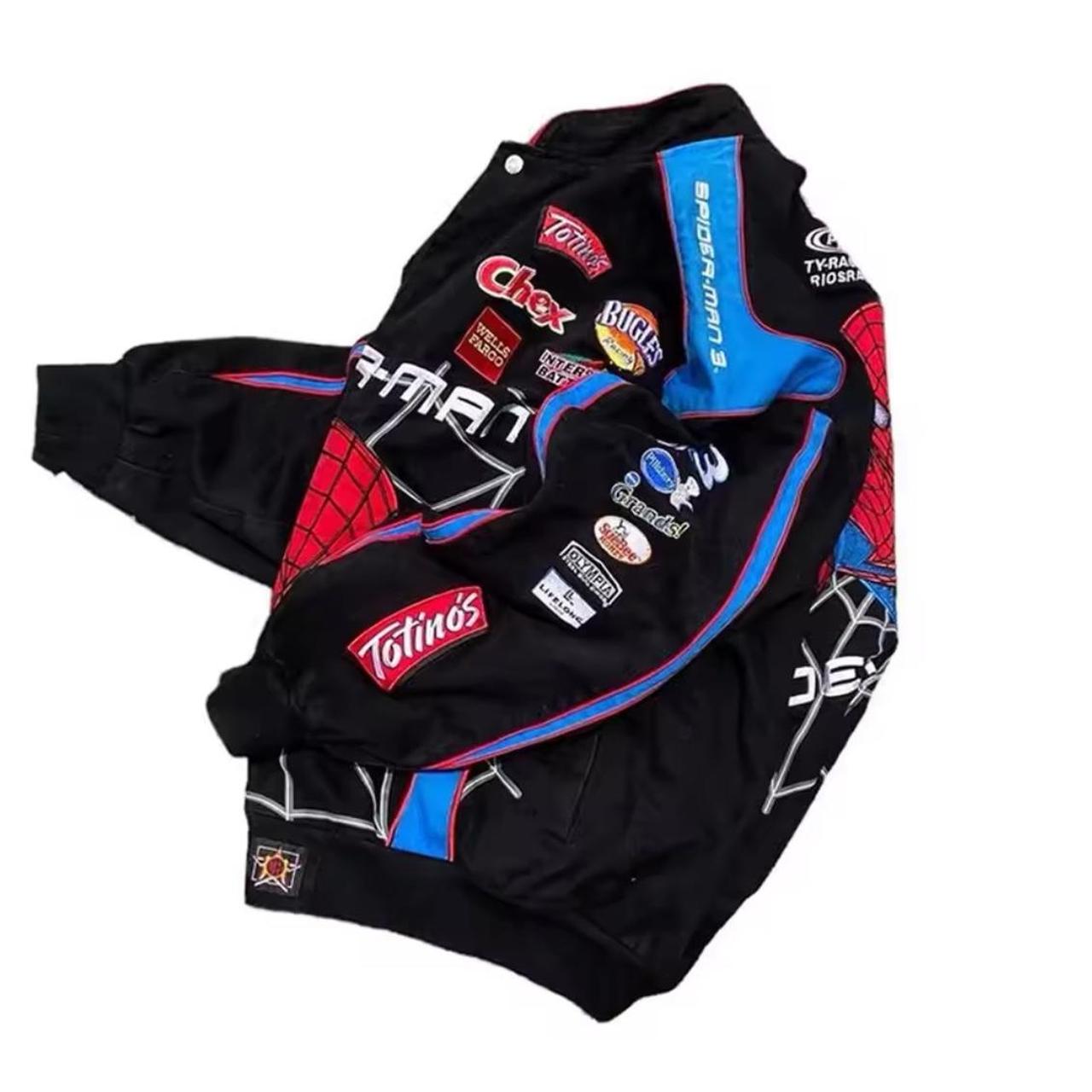 Black and blue Spiderman racing jacket #NASCAR #y2k... - Depop