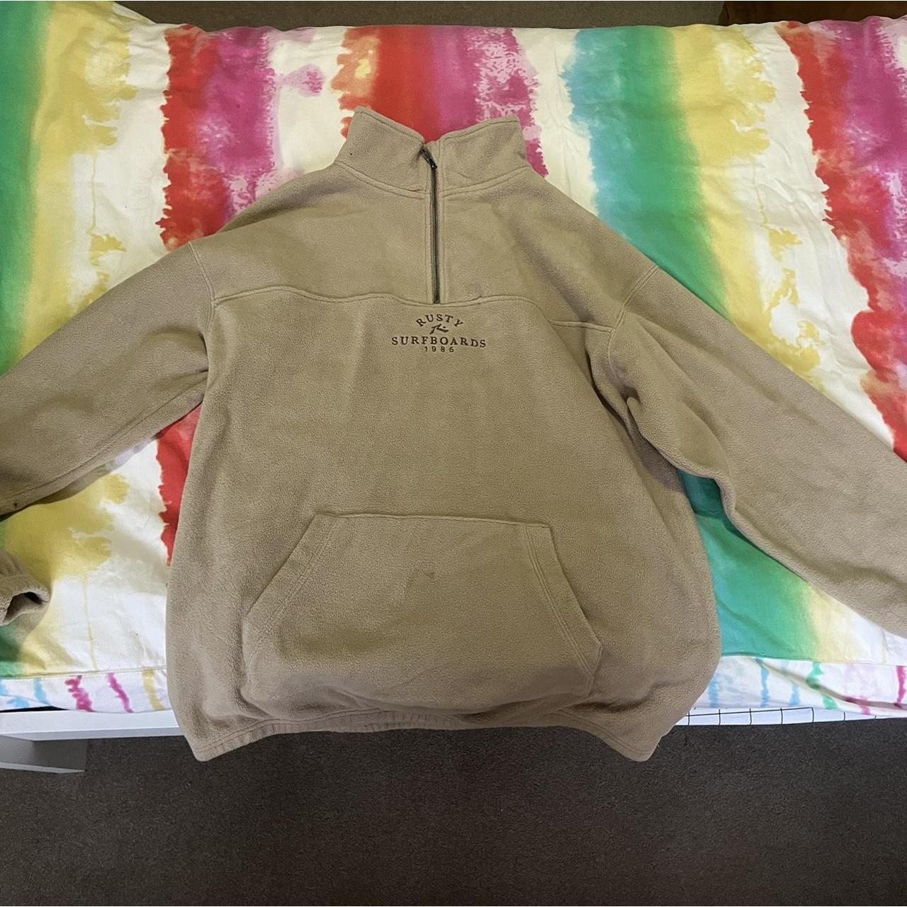 Rusty quarter zip. Minor stain on the back. - Depop