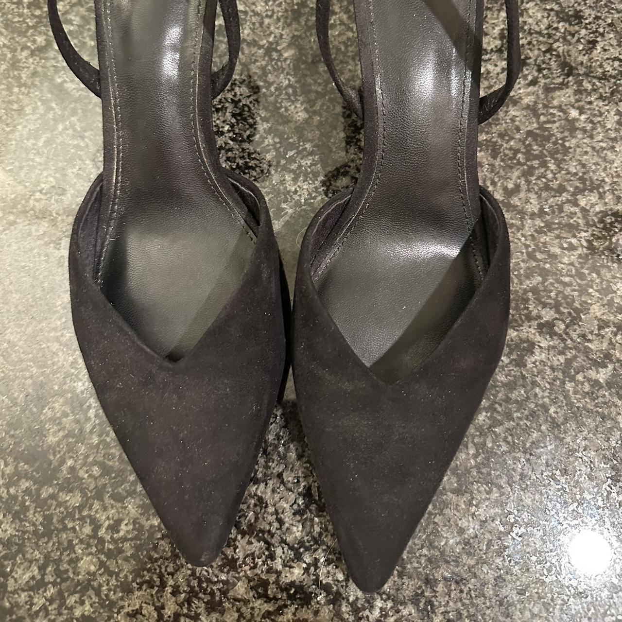 Size 6 H&M sling back black pointy heel that have... - Depop