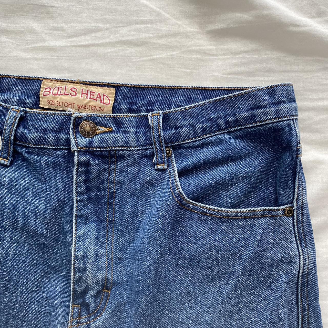 vintage bulls head baggy jeans low rise straight fit - Depop