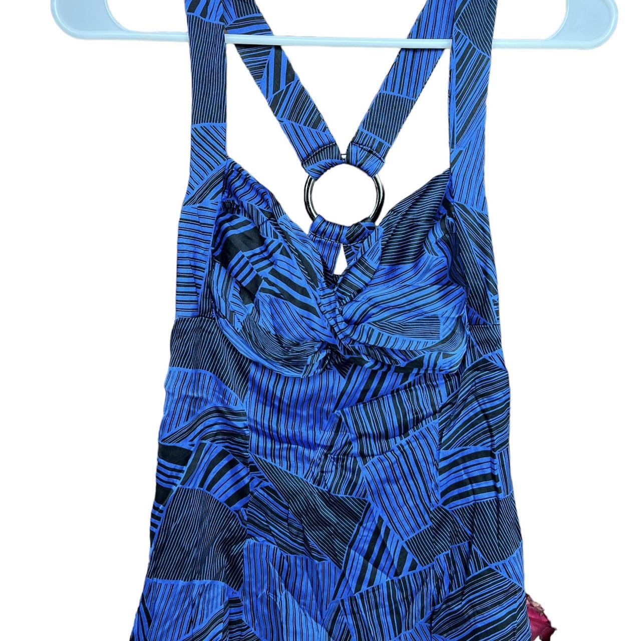 vintage blue pattern top - Depop